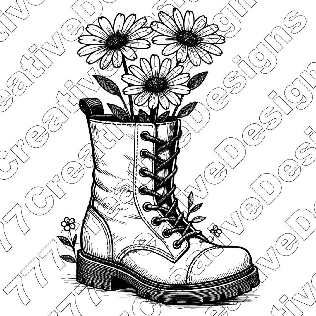 Boot With Flowers Vector Illustration, Boot Svg, Boot Png, Jpg, Boot ...