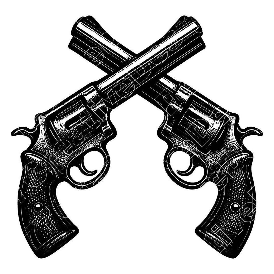 Crossed Revolvers Vector Illustration, Revolvers Svg, Pistol Png, Jpg ...