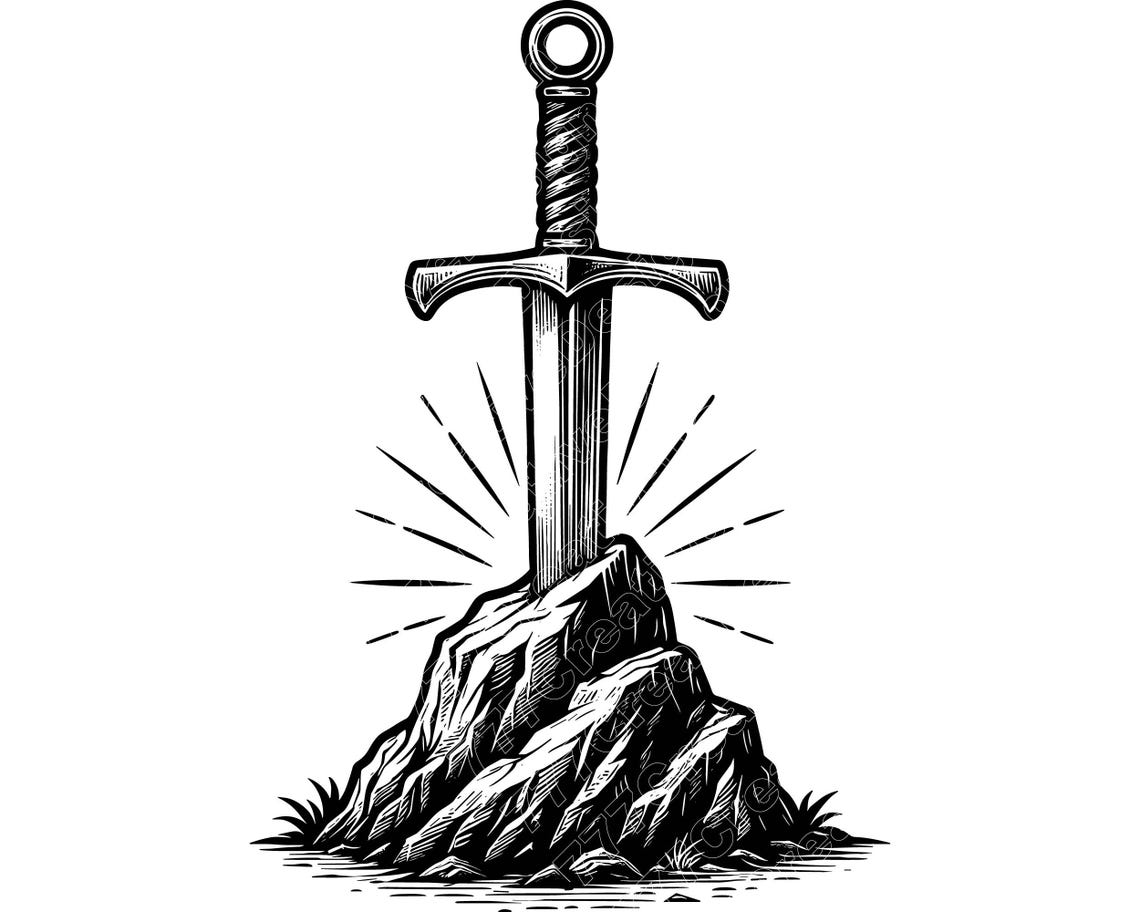 Sword in Stone Vector Illustration, Sword SVG, Sword PNG, Sword JPG ...