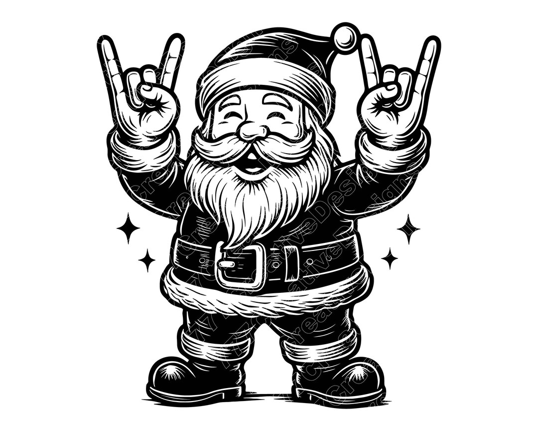 Rocker Santa Vector Illustration, Rocker Santa SVG, Santa PNG, JPG ...