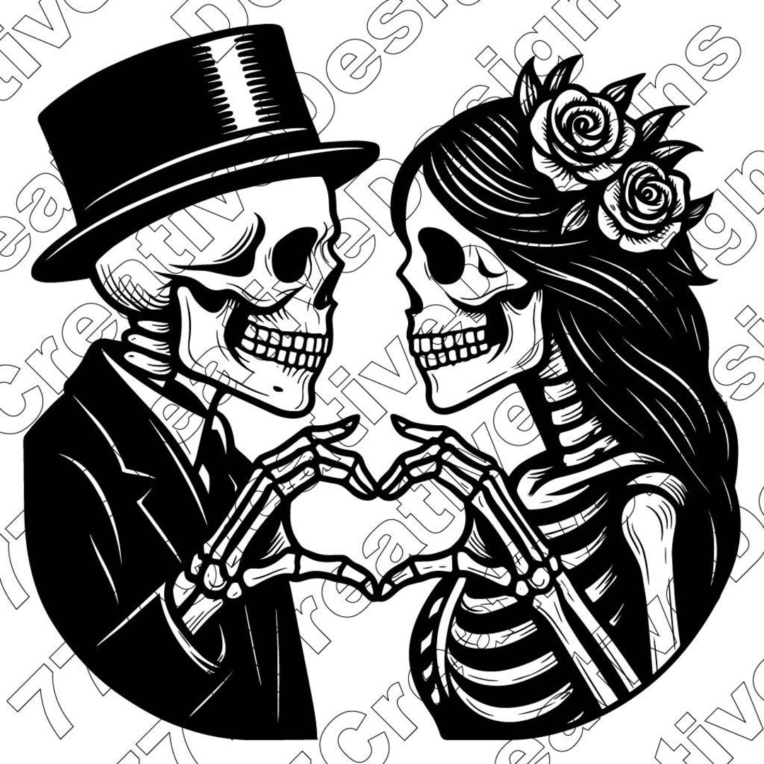 Skeleton Couple Vector Illustration, Skeleton Svg, Png, Skeleton Art ...