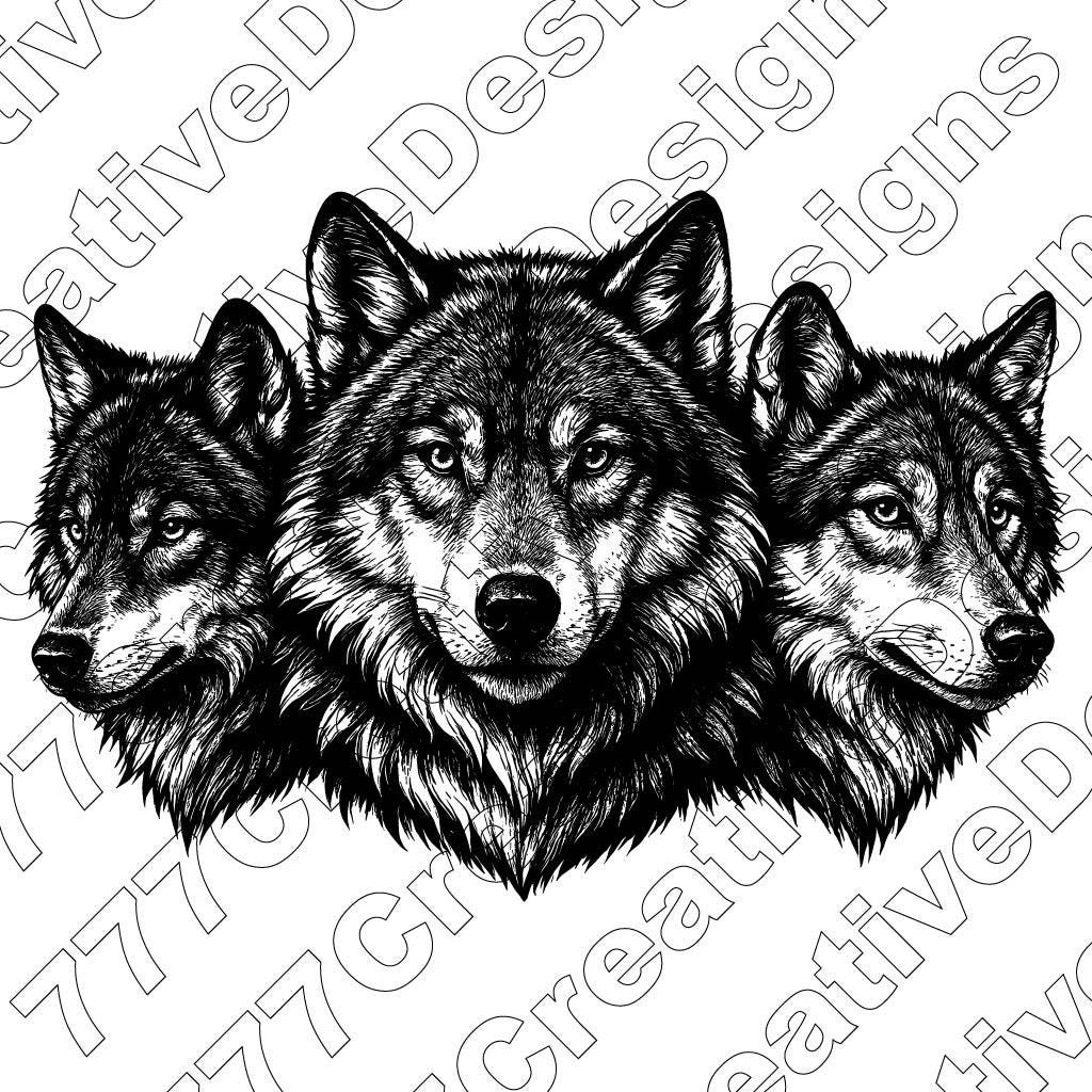 Wolf Pack Vector Illustration, Wolf Svg, Wolf Png, Jpg, Wolf Art, Wolf ...