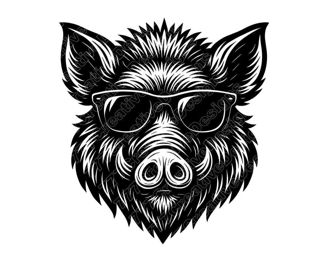 Boar With Sunglasses Vector Illustration, Boar SVG, Boar PNG, JPG, Boar ...