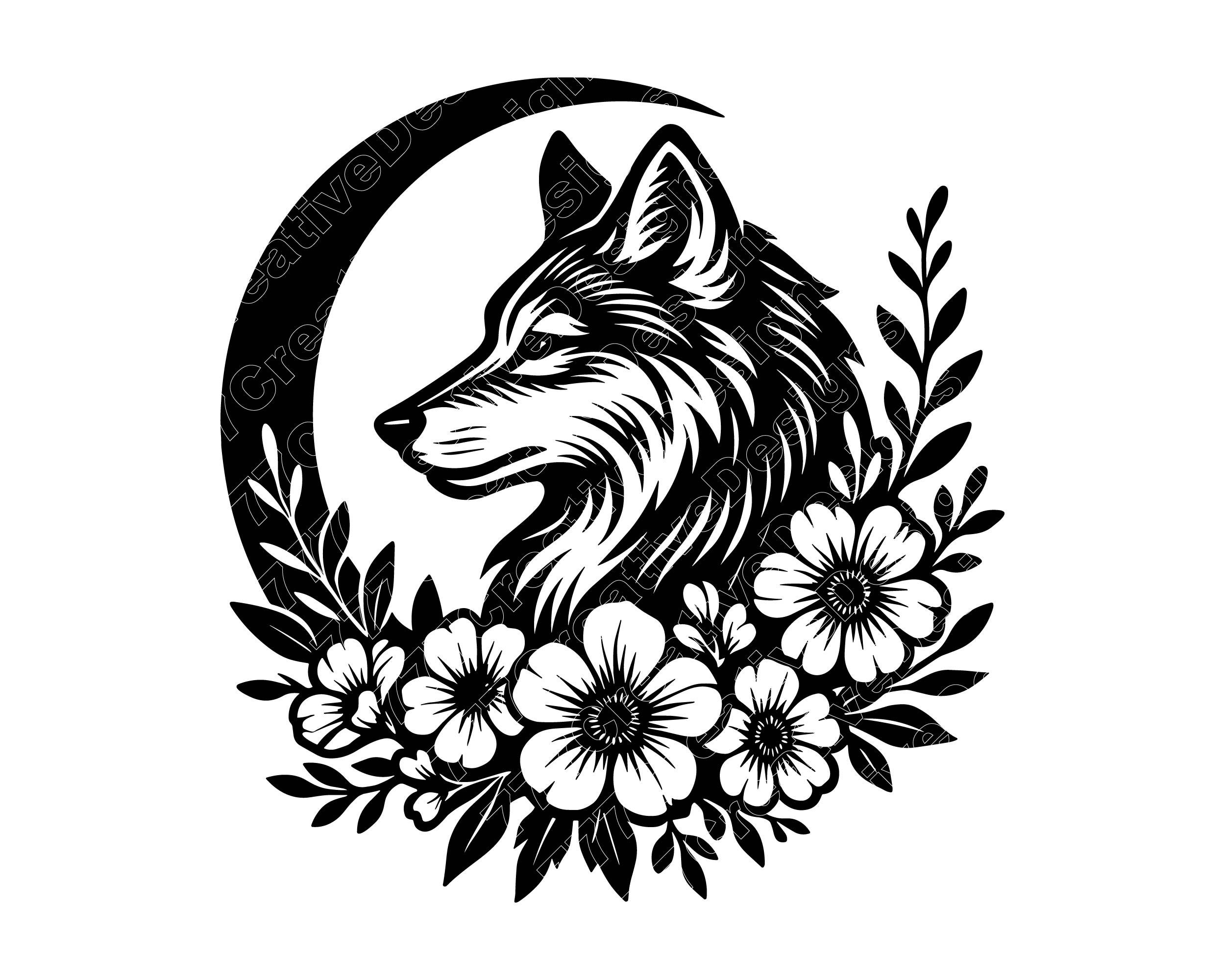 Fox With Floral Moon Vector Illustration, Fox With Floral Moon SVG, PNG ...