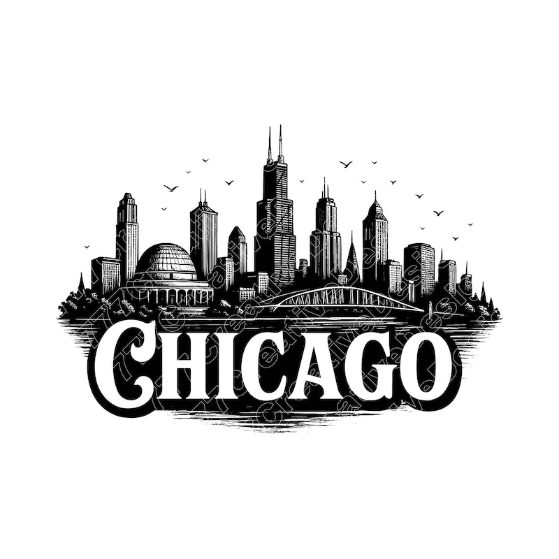 Chicago Art Vector - Etsy