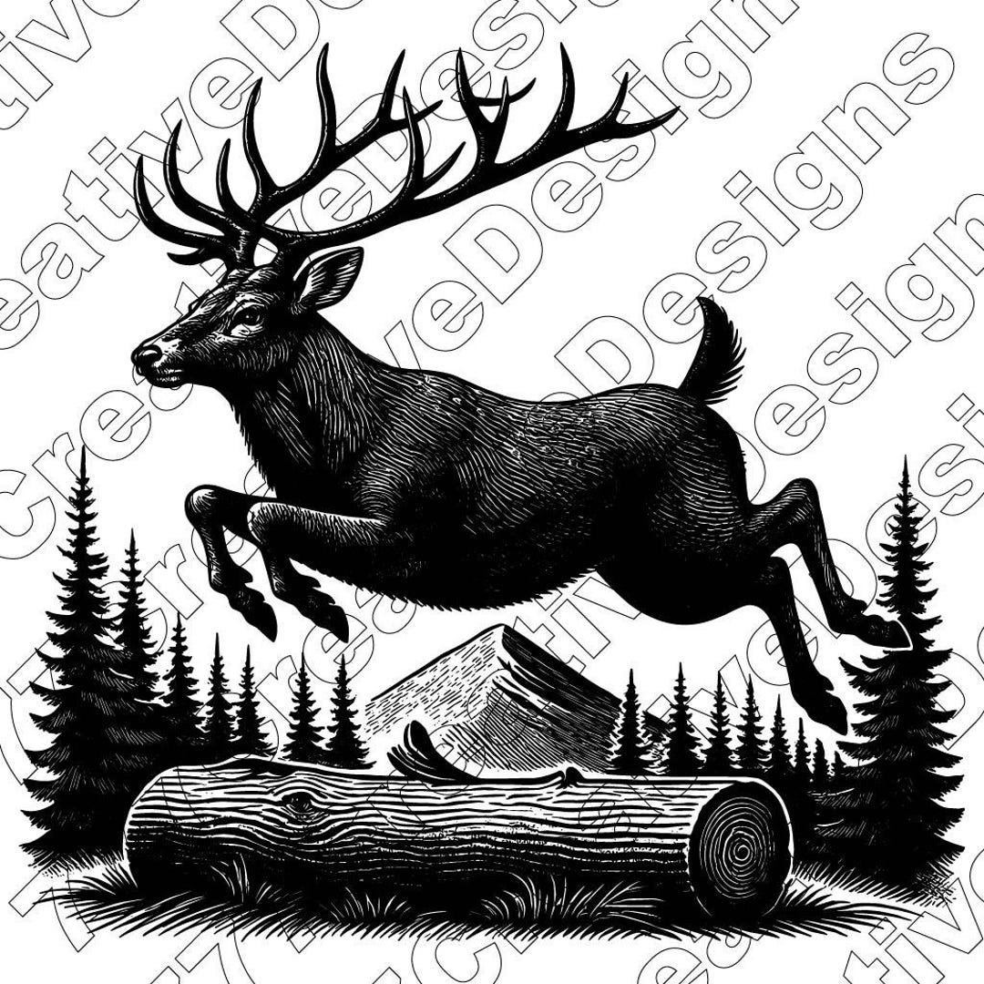 Jumping Deer Vector Illustration, Deer Svg, Deer Png, Jumping Deer Art ...