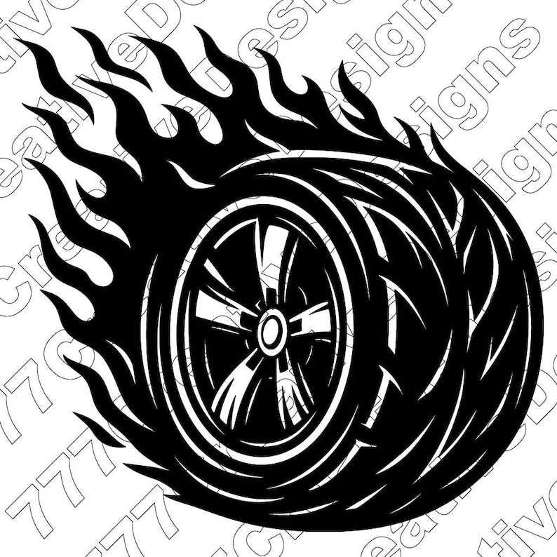 Flaming Tire Vector Illustration, Flaming Tire Svg, Tire Png, Tire Jpg ...