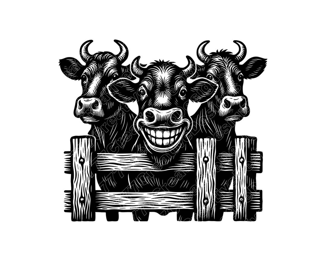 Funny Cows Vector Illustration, Funny Cows SVG, Funny Cows PNG, Funny ...