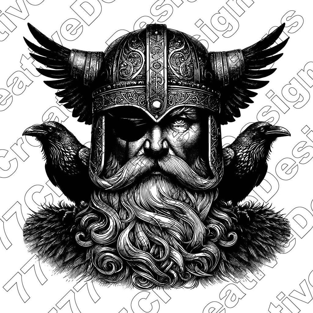 Odin Svg, Png, Dxf, Eps, Jpg, Ai, Cricut Vector Black Silhouette Print ...