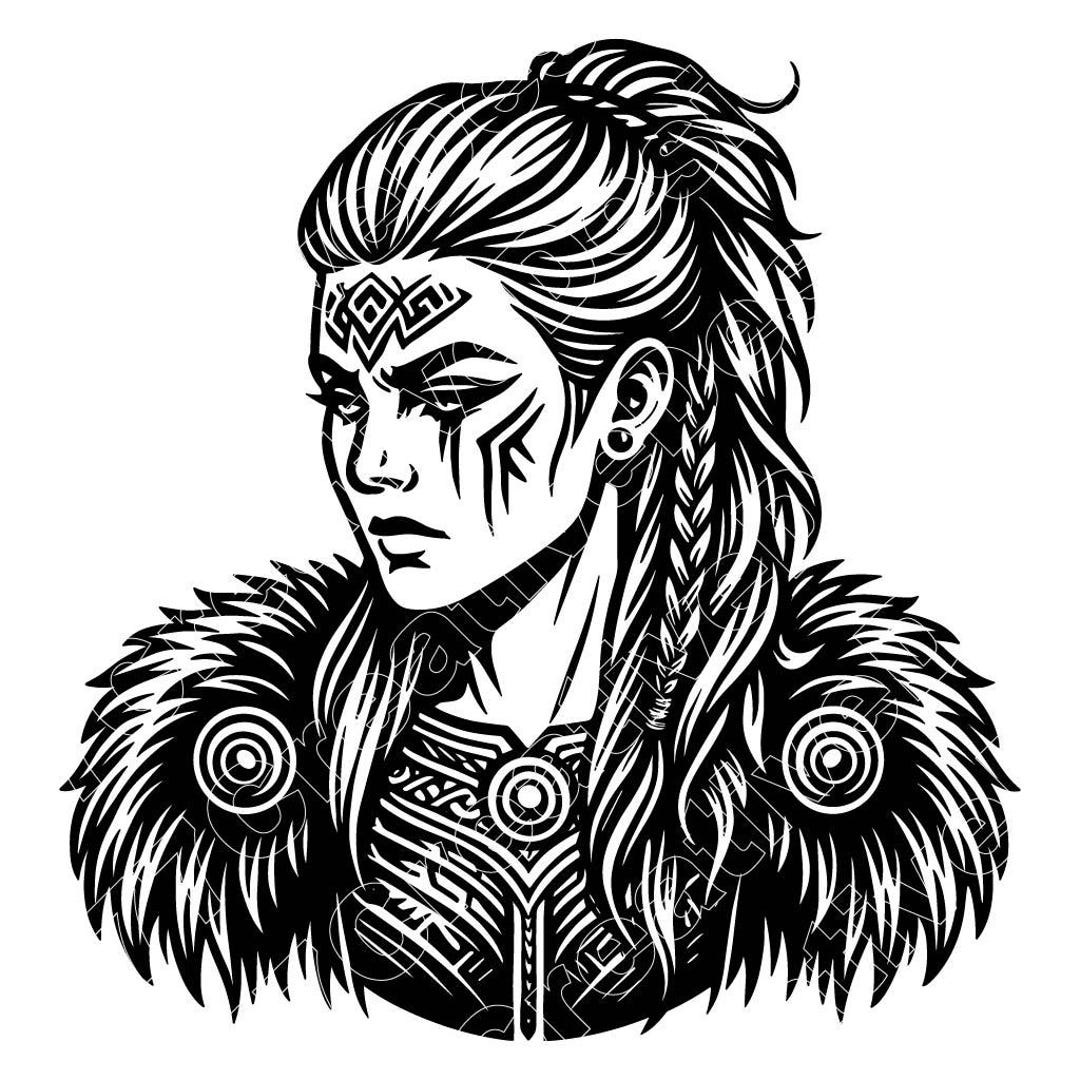 Viking Warrior Shield Maiden Valkyrie Vector Illustration, Valkyrie Svg ...