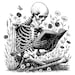 Book Reading Skeleton Vector Illustration, Skeleton Svg, Book Png, Jpg ...