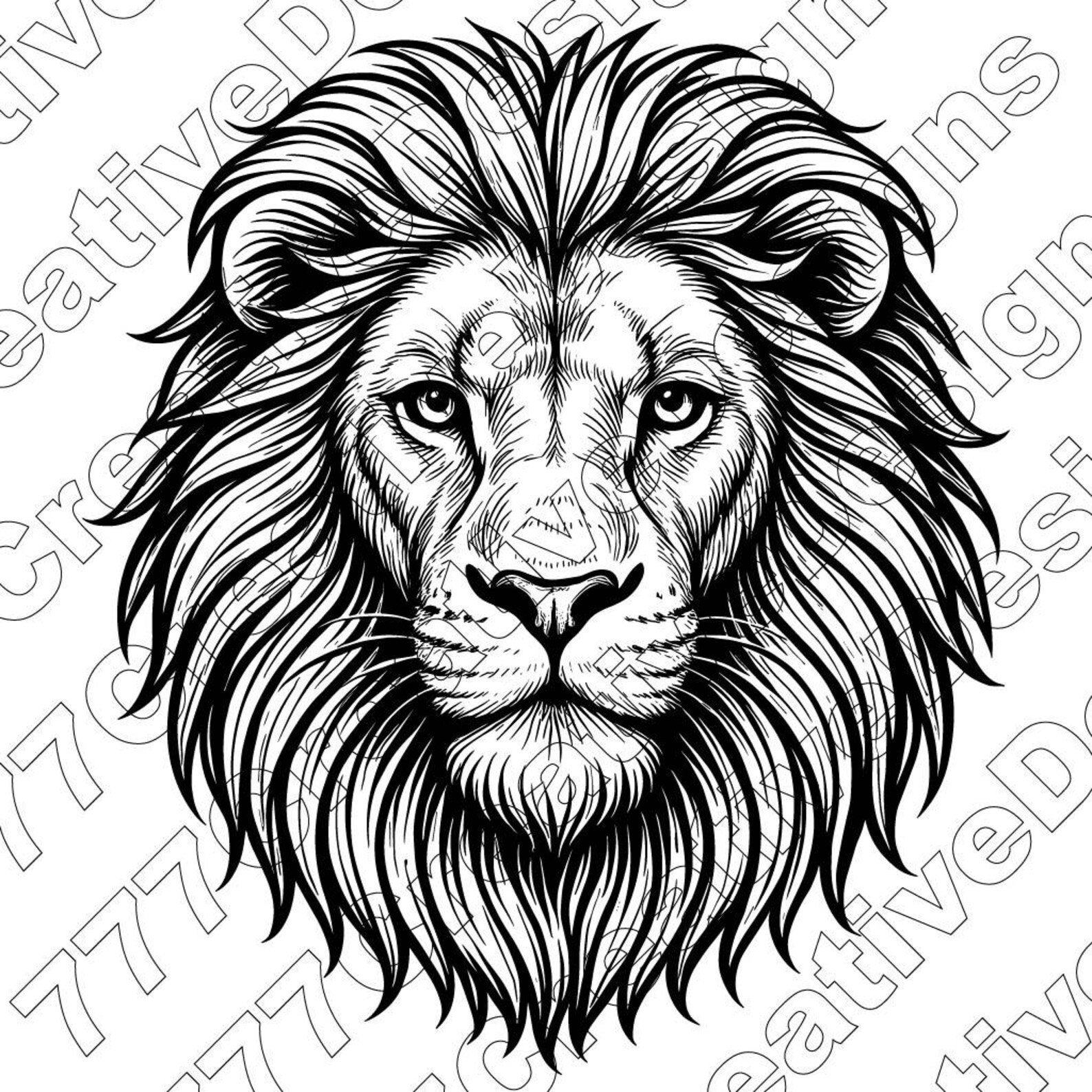 Wild Lion Vector Illustration, Lion Svg, Lion Png, Lion Art, Lion Face ...