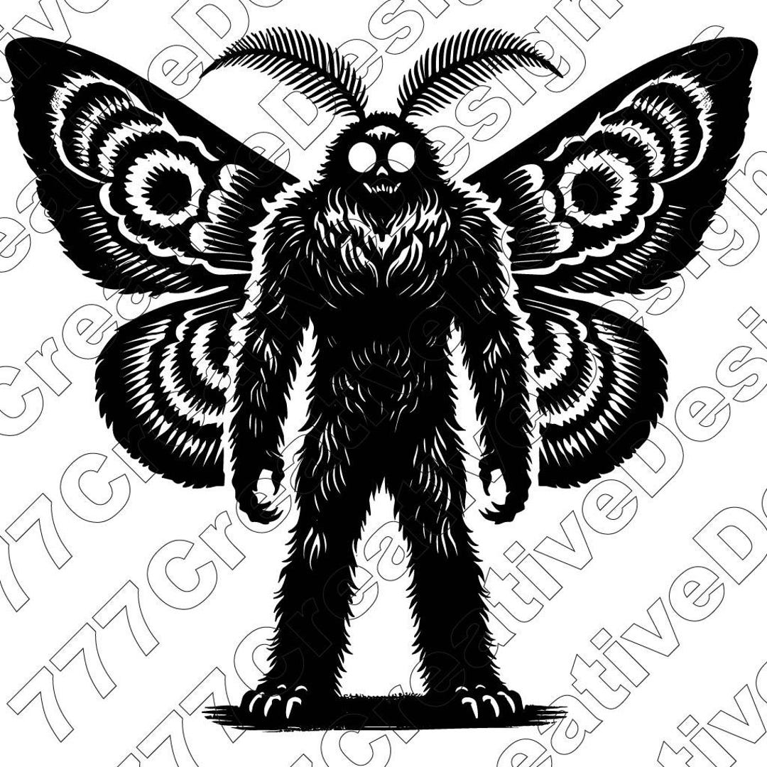 Mothman Vector Illustration, Mothman Svg, Mothman Png, Jpg, Mothman Art ...