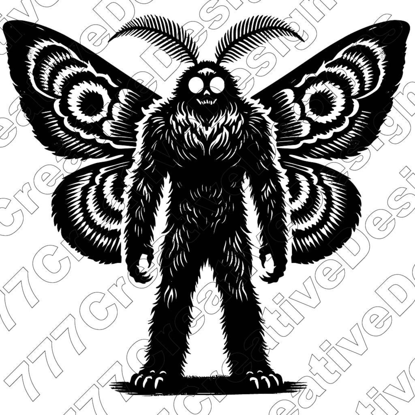 Mothman Vector Illustration, Mothman Svg, Mothman Png, Jpg, Mothman Art ...