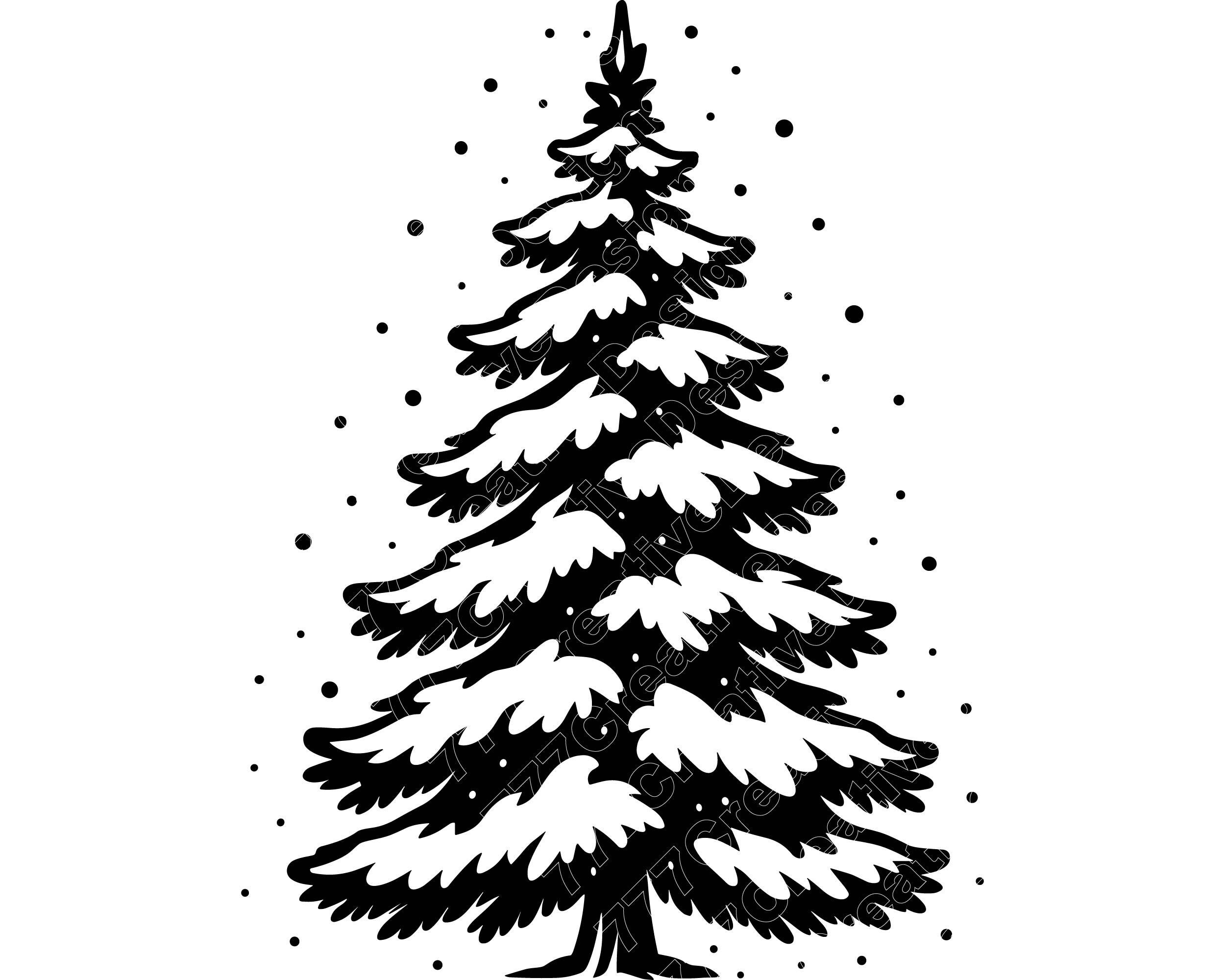 Snowy Pine Tree Vector Illustration, Christmas SVG, Tree PNG, JPG, Pine ...