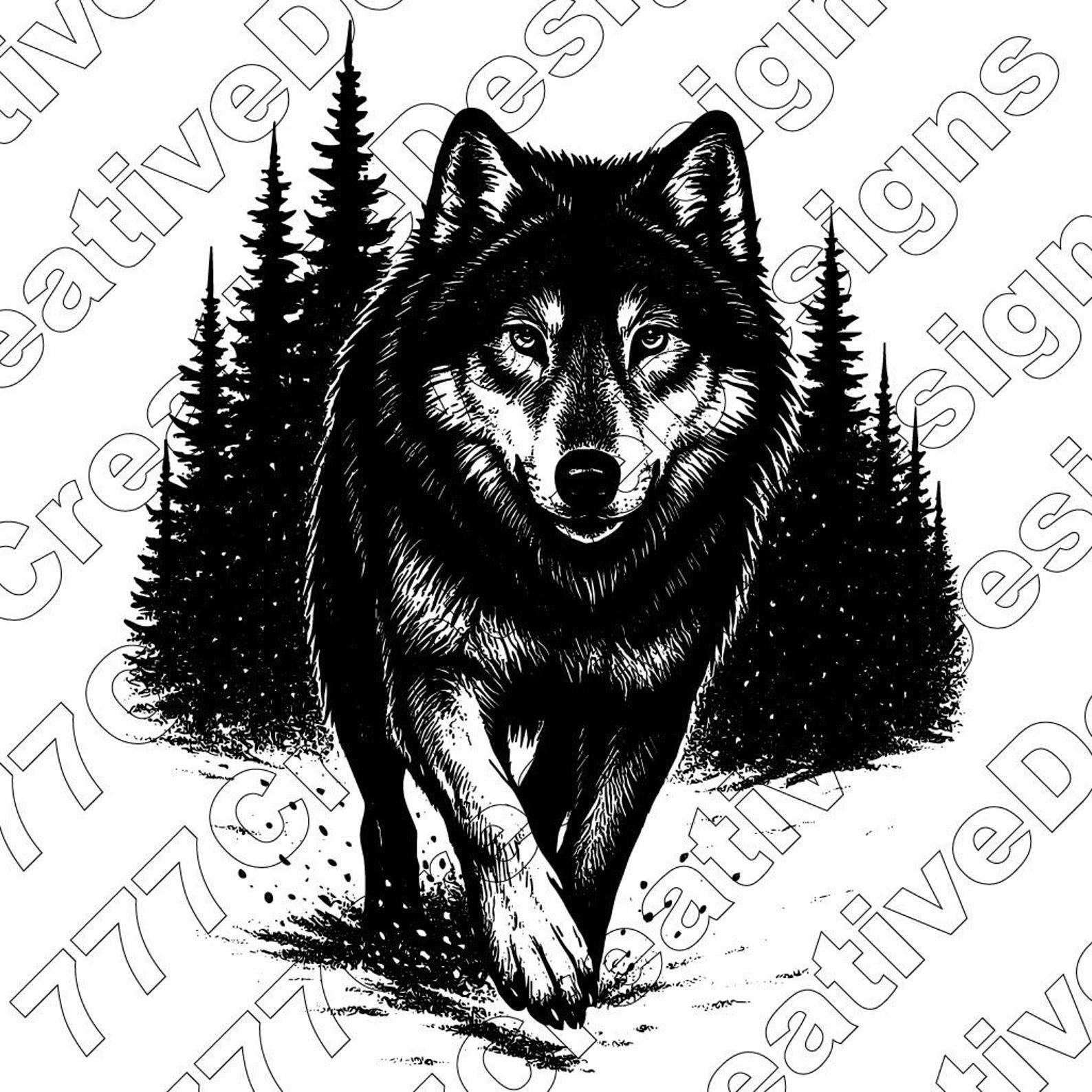 Snow Wolf Vector Illustration, Wolf Svg, Wolf Png, Jpg, Snow Wolf Art ...