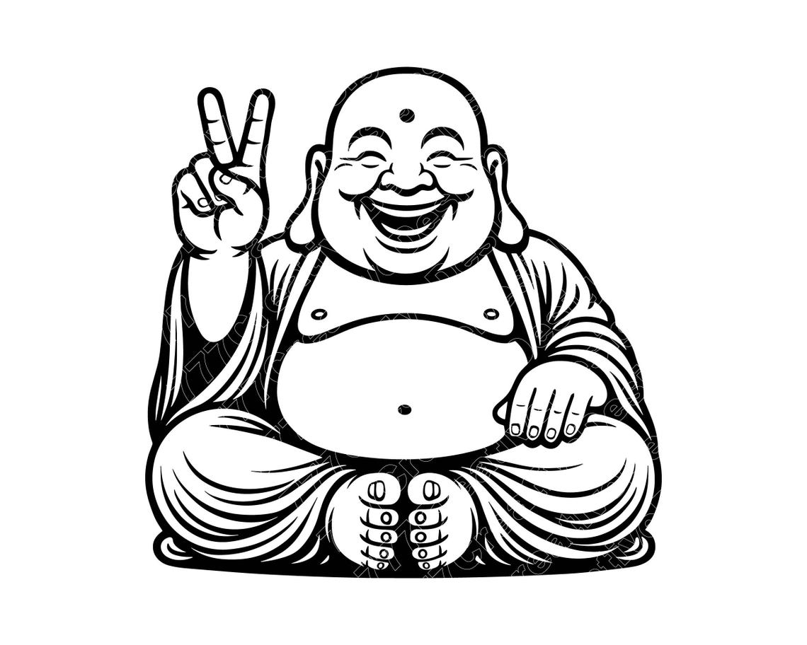 Buddha Peace Sign Vector Illustration, Buddha SVG, Buddha PNG, JPG ...