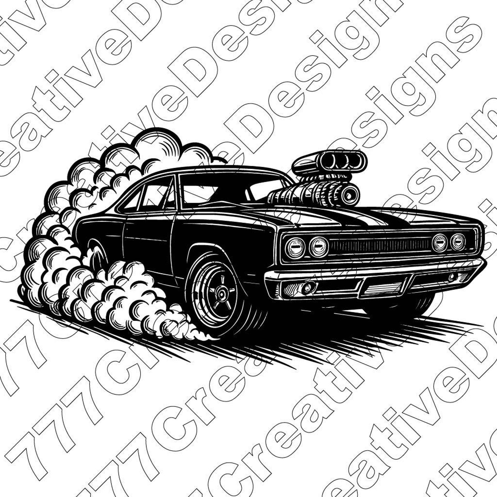 Muscle Car Vector Illustration, Car Svg, Car Png, Muscle Car Art, Car ...
