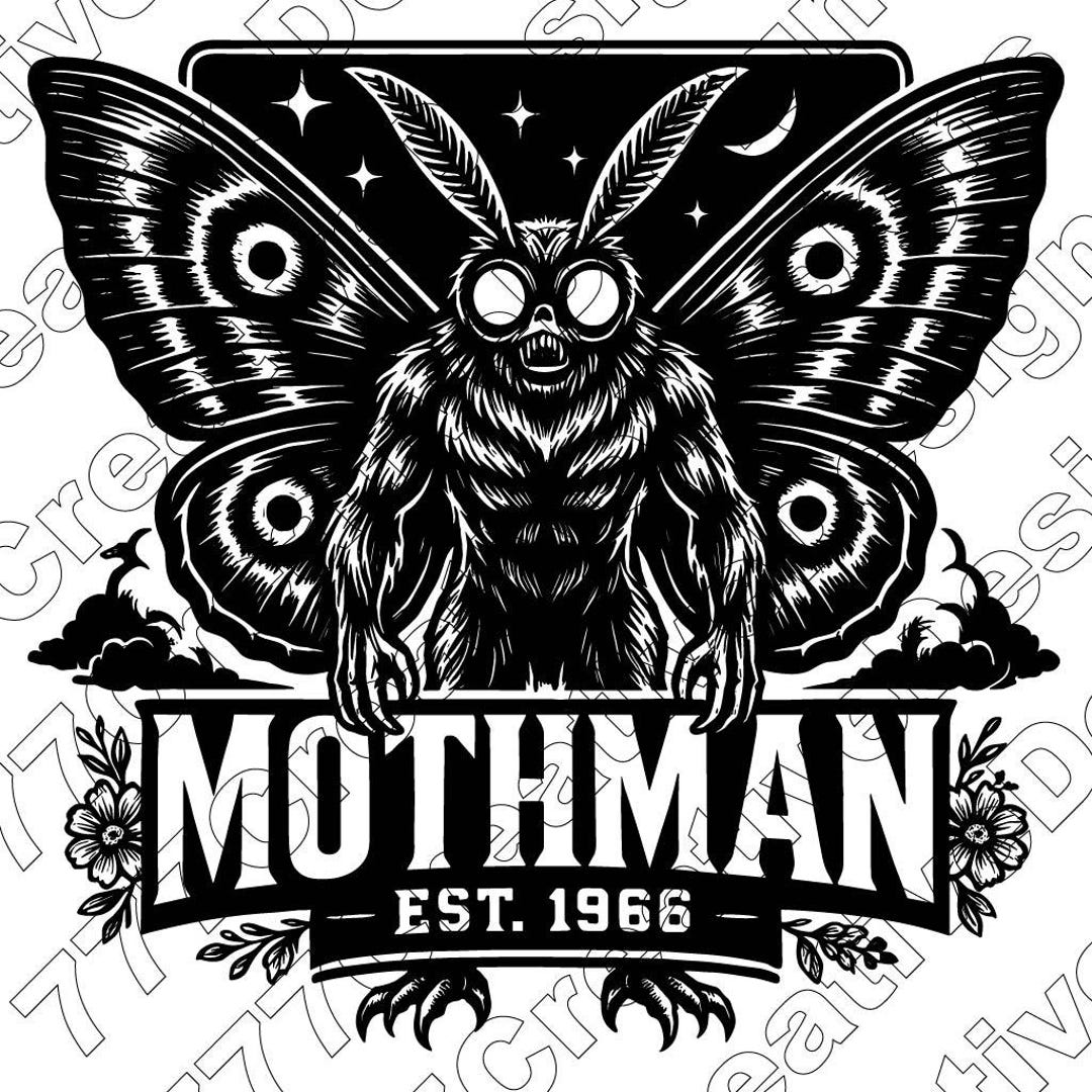 Mothman Vector Illustration, Mothman Svg, Mothman Png, Mothman Art ...