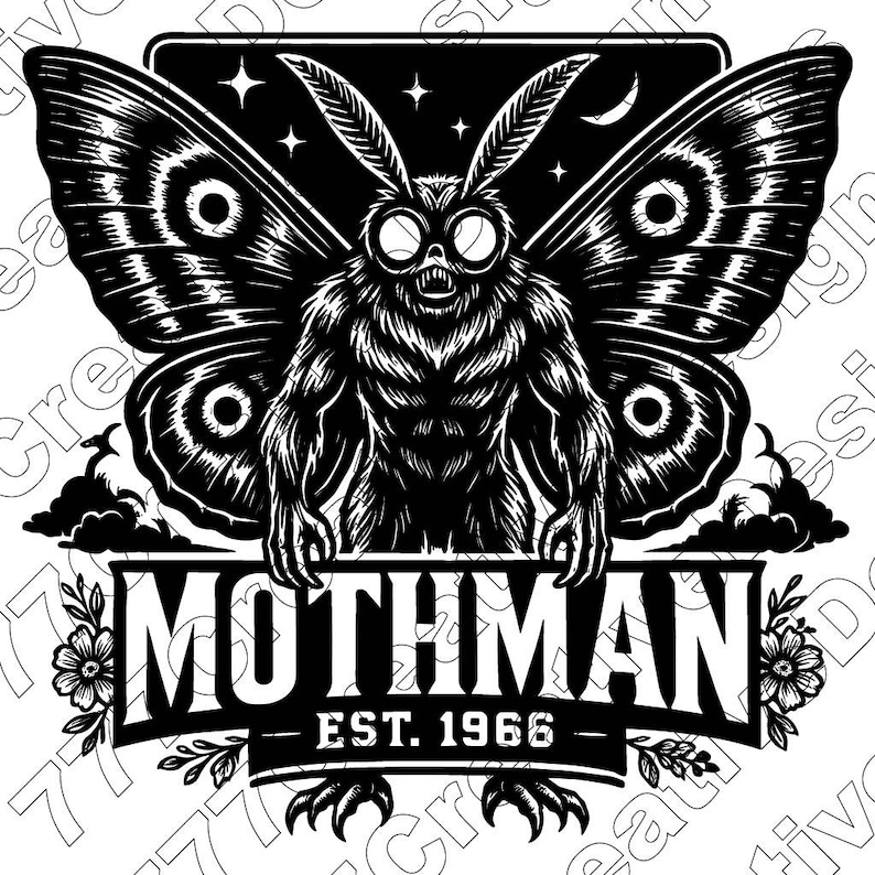 Mothman Vector Illustration, Mothman Svg, Mothman Png, Mothman Art ...