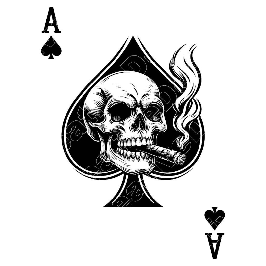 Ace of Spades Skull Vector Illustration, Ace of Spades Svg, Png, Jpg ...