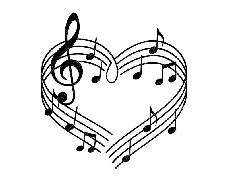 Music Notes Heart Vector Illustration, Music Notes SVG, Music PNG ...