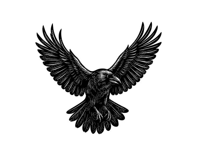 Raven Flying | SVG PNG JPG | Raven | Raven Design | Raven Wings | Raven ...