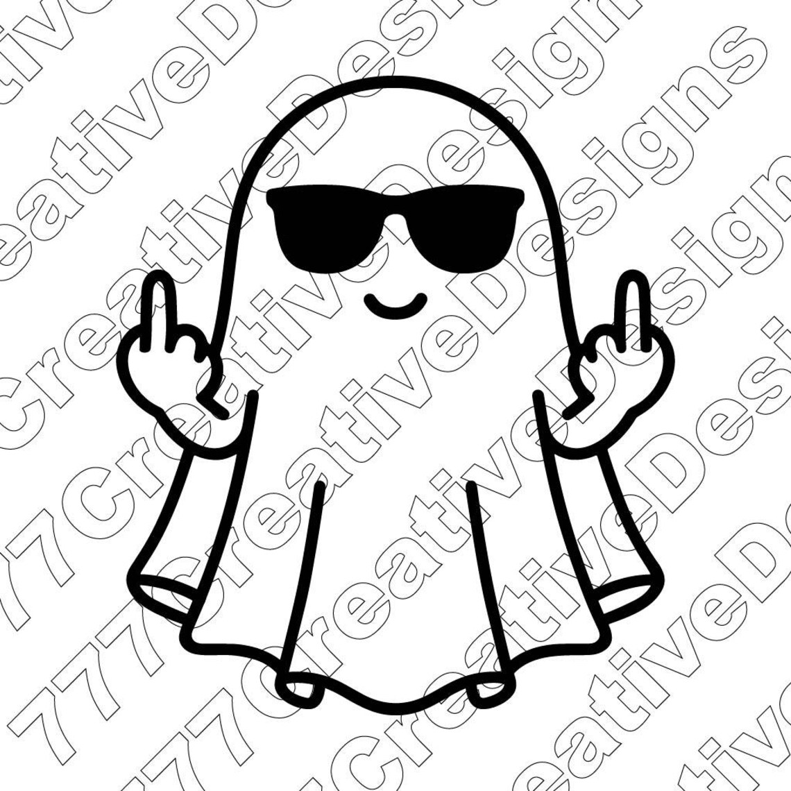 Ghost Middle Finger Vector Illustration, Svg, Jpg, Png, Ghost Art, T ...
