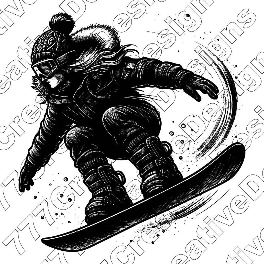 Snowboarding Girl Vector Illustration, Snow Girl Svg, Png, Snowboard ...