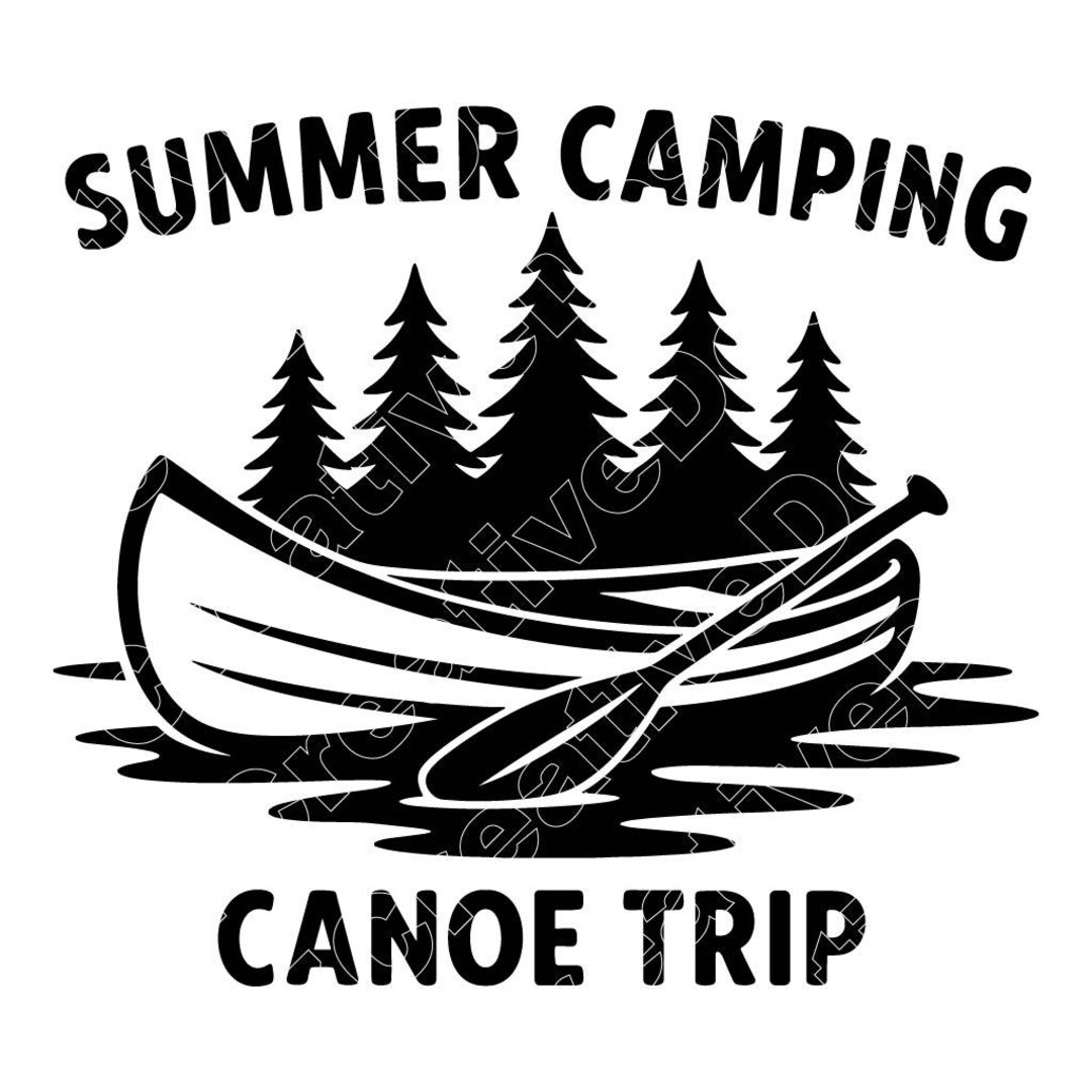 Camping Canoe Trip Vector Illustration, Camping SVG, Canoe PNG, JPG ...
