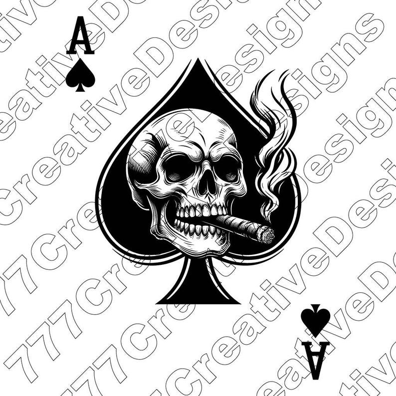 Ace of Spades Skull Svg, Png, Dxf, Eps, Jpg, Ai, Cricut Vector Black ...