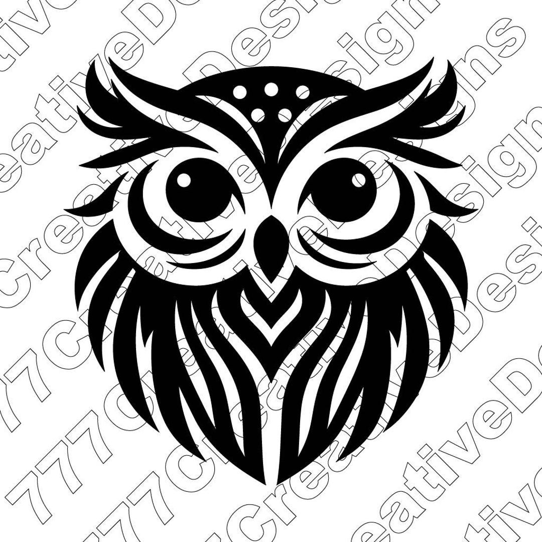 Owl Face Vector Black Silhouette Cricut Print Design for T-shirt - Etsy