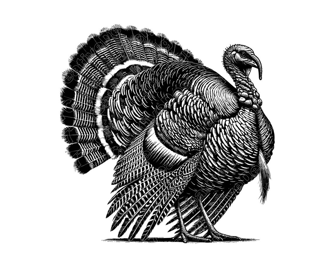 Wild Turkey Vector Illustration, Turkey SVG, Turkey PNG, Turkey Art ...
