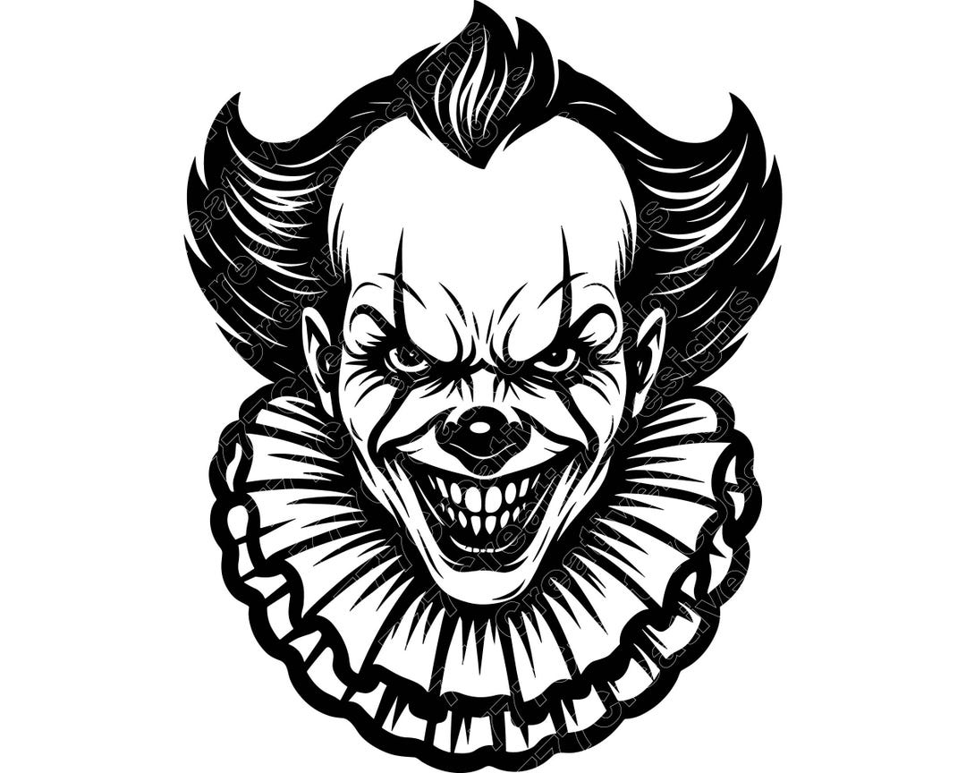 Pennywise Face Vector Illustration, Pennywise SVG, PNG, JPG, Clown Art ...