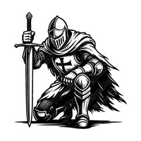 Kneeling Knight Vector Illustration, Knight SVG, Knight PNG, JPG ...