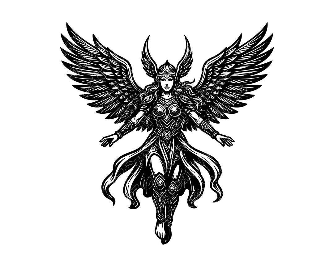 Valkyrie Flying Vector Illustration, Valkyrie SVG, PNG, JPG, Valkyrie ...