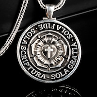 14K Gold Luther Rose Necklace, Lutheran Cross Pendant Medal, Martin ...