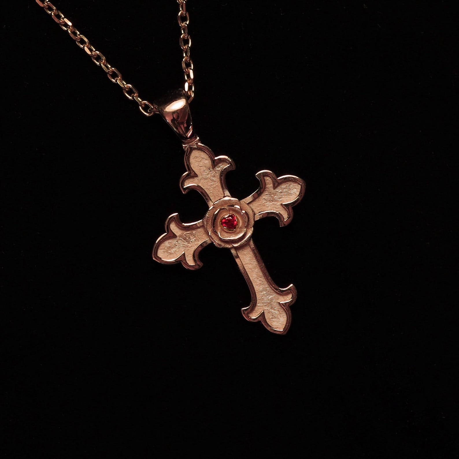 14k Gold Rosicrucian Cross Pendant, Rose Cross Necklace, Rosicrucian ...