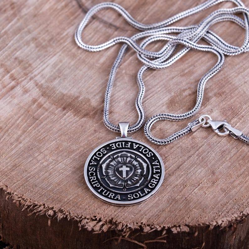 Lutheran Pendant Necklace, Sterling Silver Luther Rose Seal, Religious ...