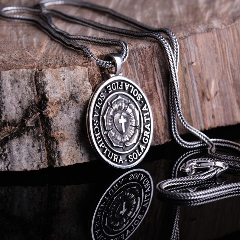 Lutheran Pendant Necklace, Sterling Silver Luther Rose Seal, Religious ...