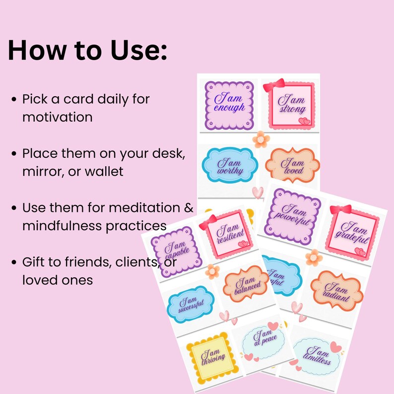 Positive Affirmation Cards, Printable Affirmation Digital Cards ...