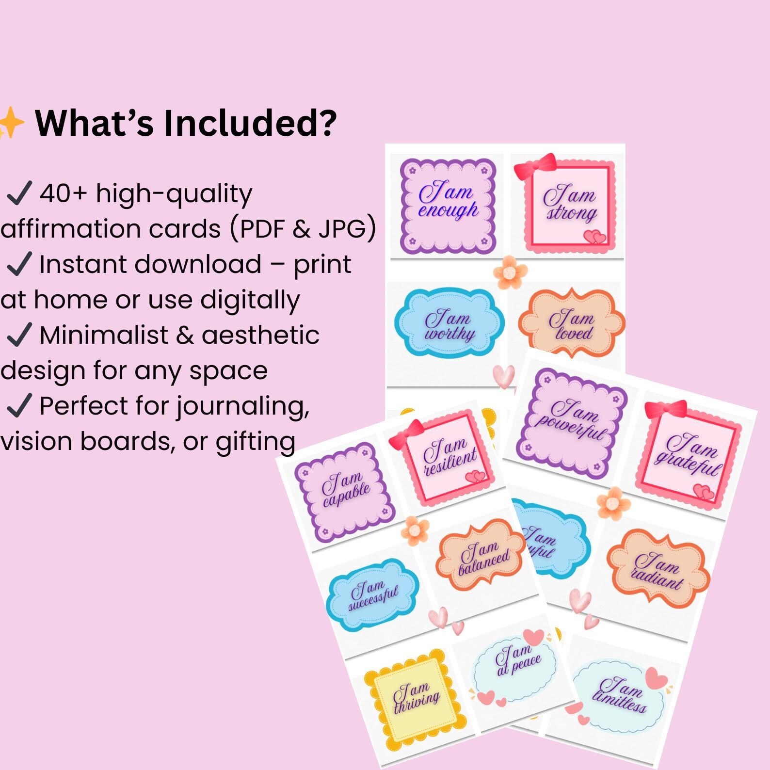 Positive Affirmation Cards, Printable Affirmation Digital Cards ...