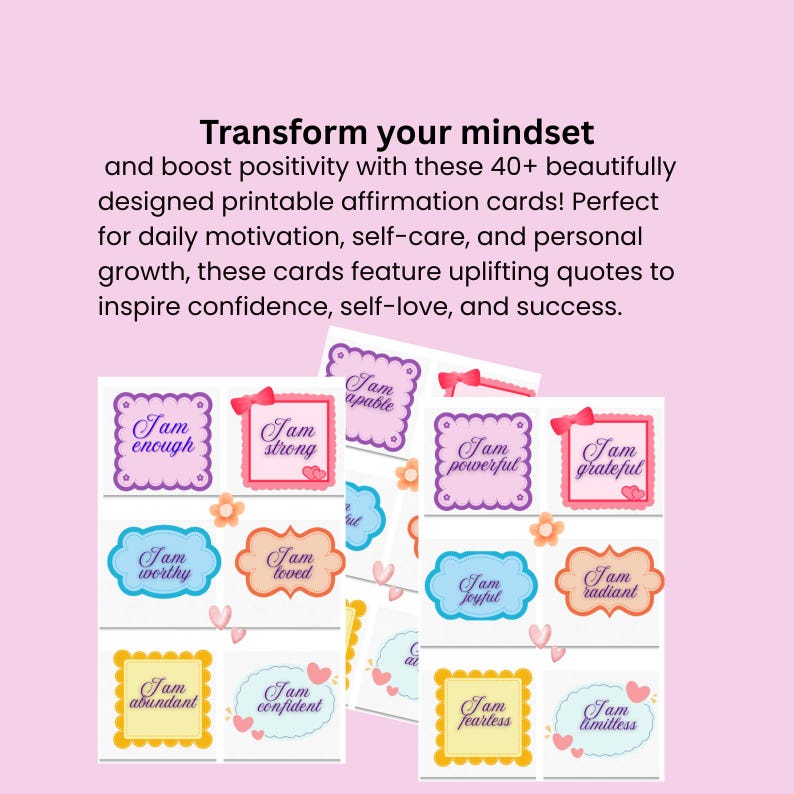 Positive Affirmation Cards, Printable Affirmation Digital Cards ...