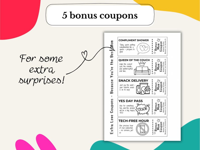 Coloring Printable Mom Coupons – 20 Black & White Vouchers for Mother’s ...
