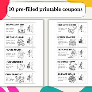 Coloring Printable Mom Coupons – 20 Black & White Vouchers for Mother’s ...