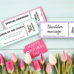 Printable Ready to Use Coupons Set, Birthday Gift for Mom, Colorful ...