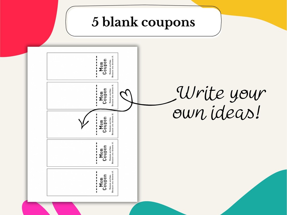 Coloring Printable Mom Coupons – 20 Black & White Vouchers for Mother’s ...