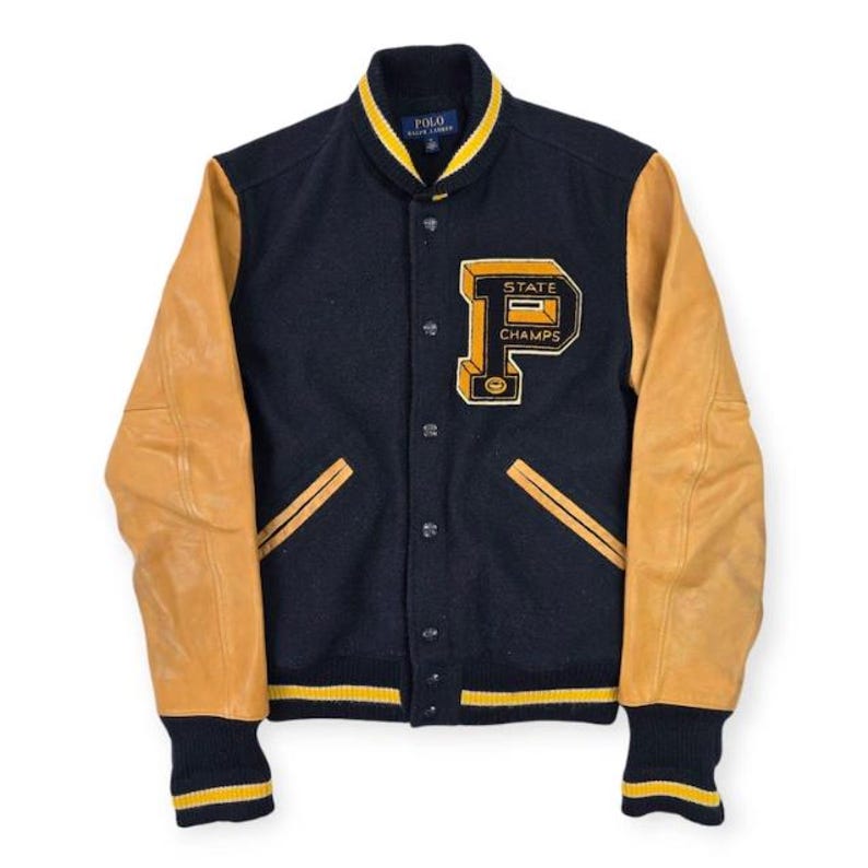 Polo Ralph Lauren Leather Letterman Varsity College Jacket Men's Medium ...