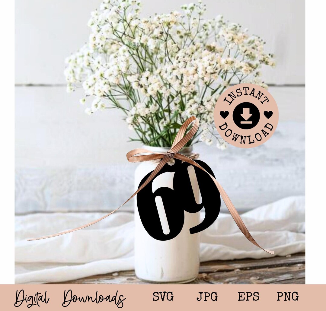 Number 69 I 69th Birthday Party Decor SVG I 69th Celebration Download I ...