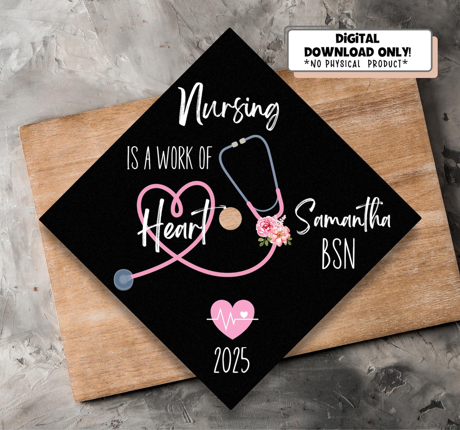 Custom Printable Nurse Graduation Cap Topper I BSN Grad Cap Cover I ...